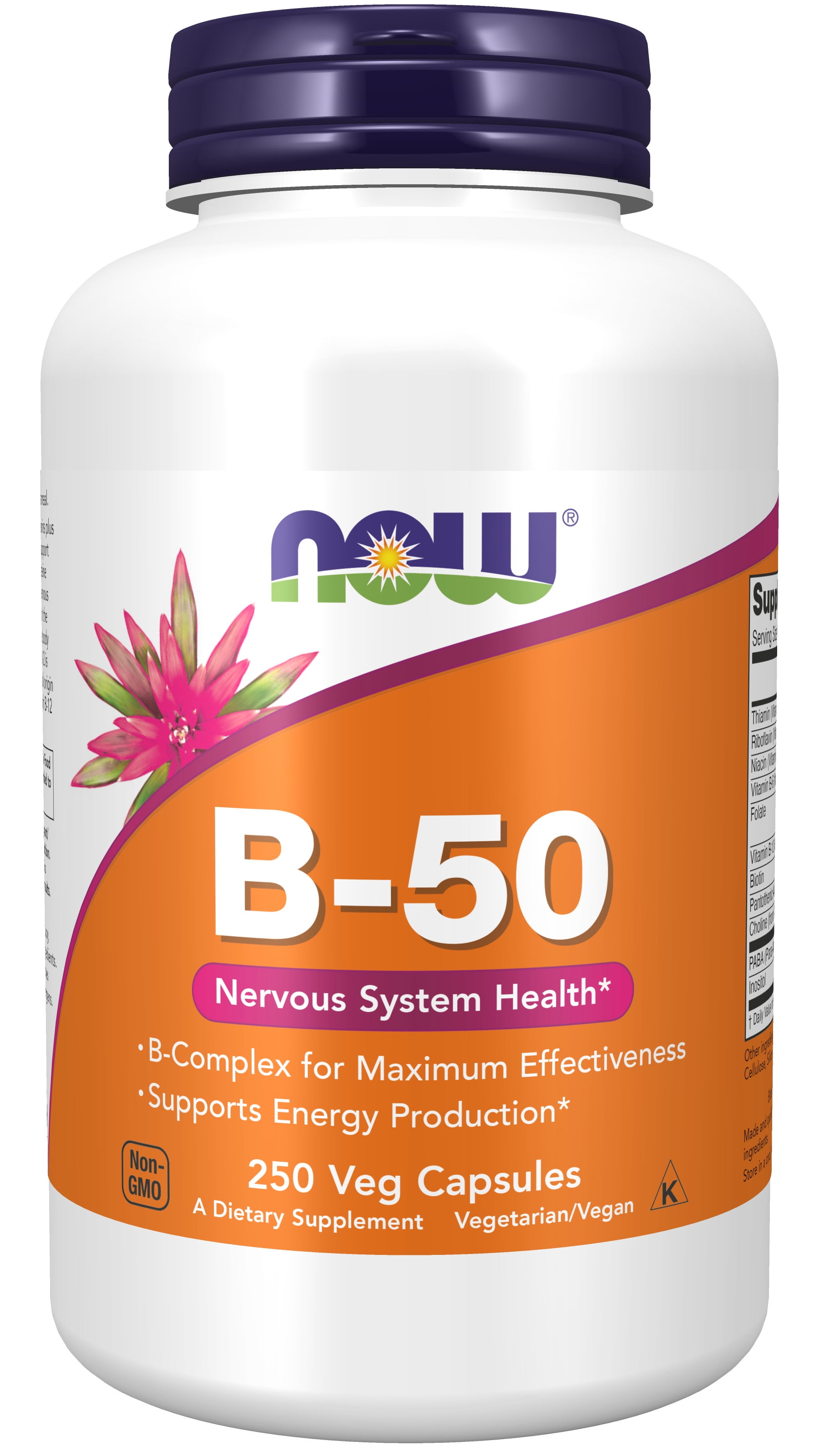 NOW Supplements, Vitamin B-50 mg, Energy Production*, Nervous System ...