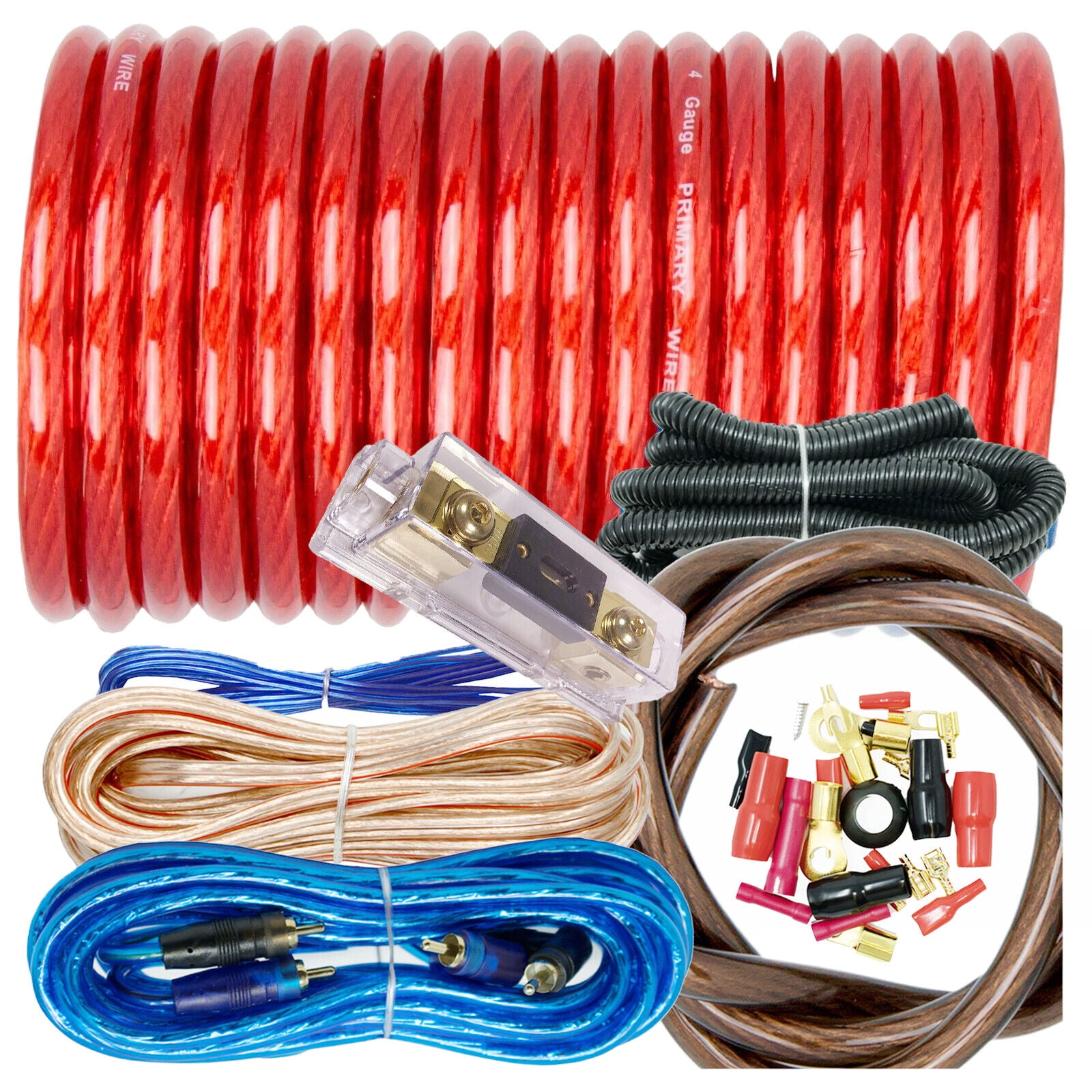 Audiotek 4 Gauge Amp Kit Amplifier Install Wiring Complete 4 Ga Wire ...