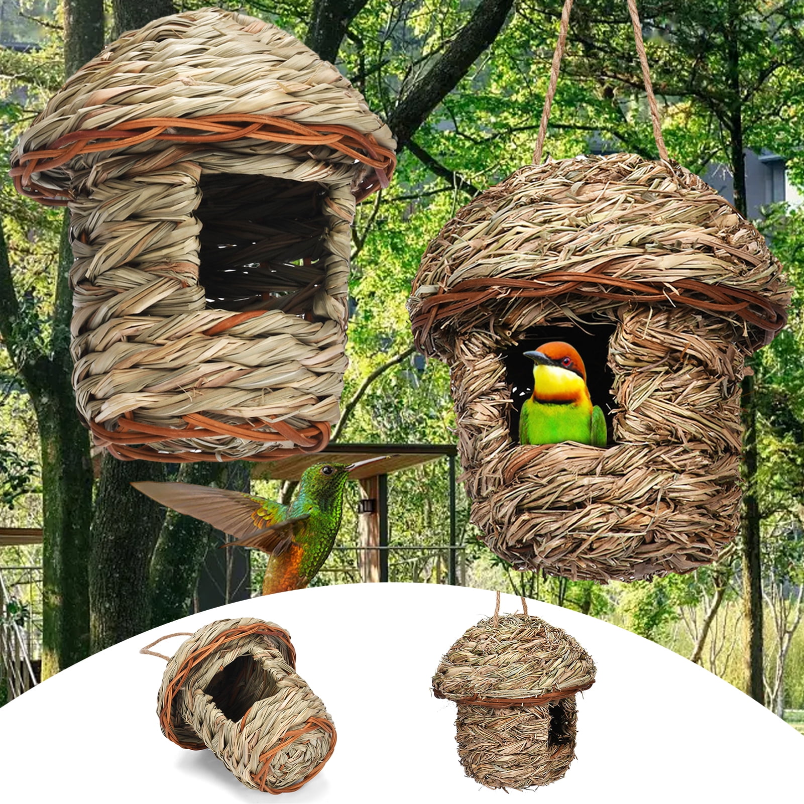 Anvazise Hummingbird House with Lanyard Grass Hand Woven Resting Place ...