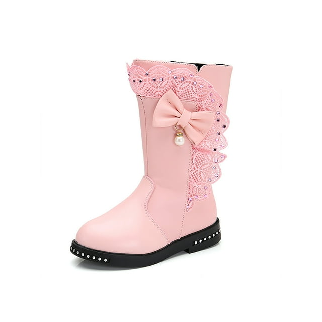 SIMANLAN Girls Winter Boot Wide Calf Tall Booties Plush Lined Boots ...