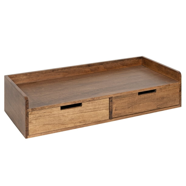 Kate and Laurel Kitt Modern Floating Shelf with Drawers, 28 x 12 x 6.5 ...