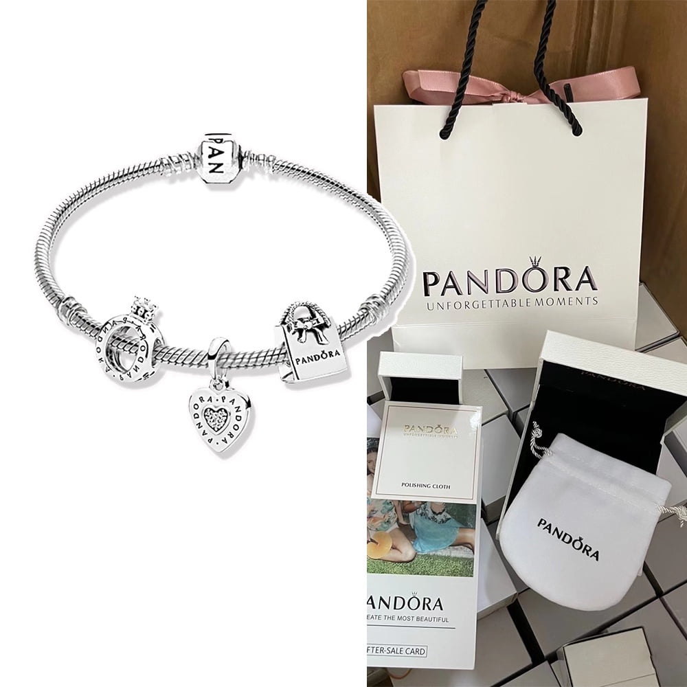 Pulsera Pandora Con Baño De Plata De Disney Con Bolsa De Cadena Suave ...