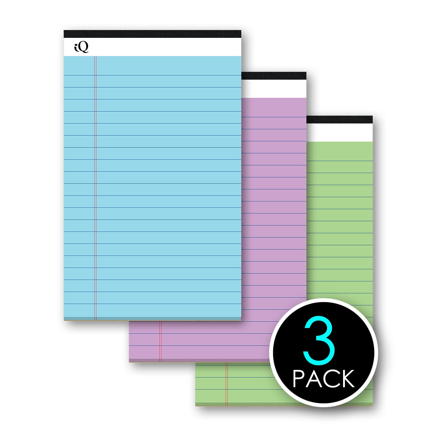 iScholar iQ 3 Pack Jr. Pastel Writing Pads, Asst. Colors, 5" x 8 ...