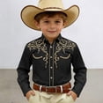 Bmisegm Shirts for Boys Western Denim Print Easy Care Button Front Soft ...