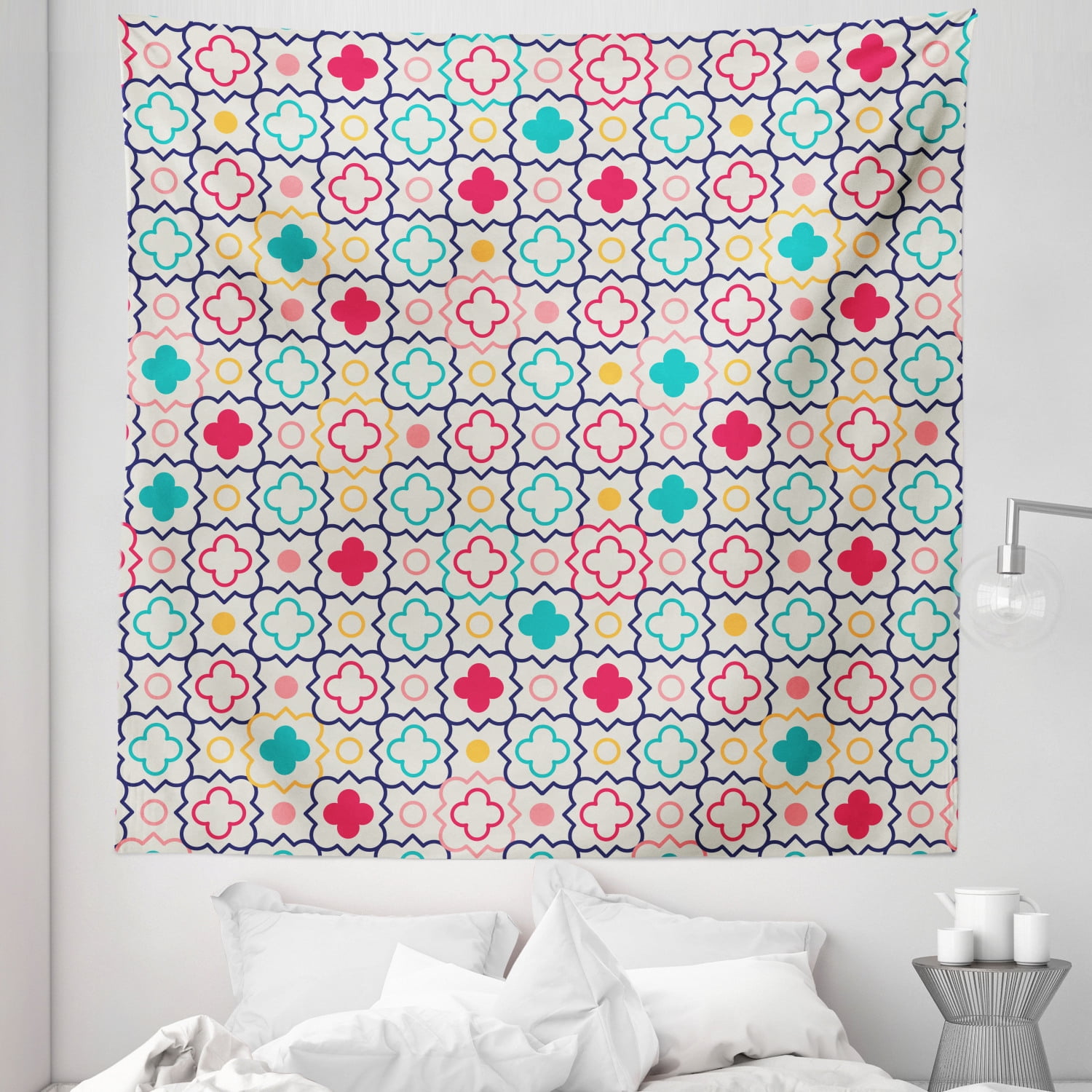 Moroccan Tapestry, Traditional Tile Pattern Clovers Lattice Oriental ...