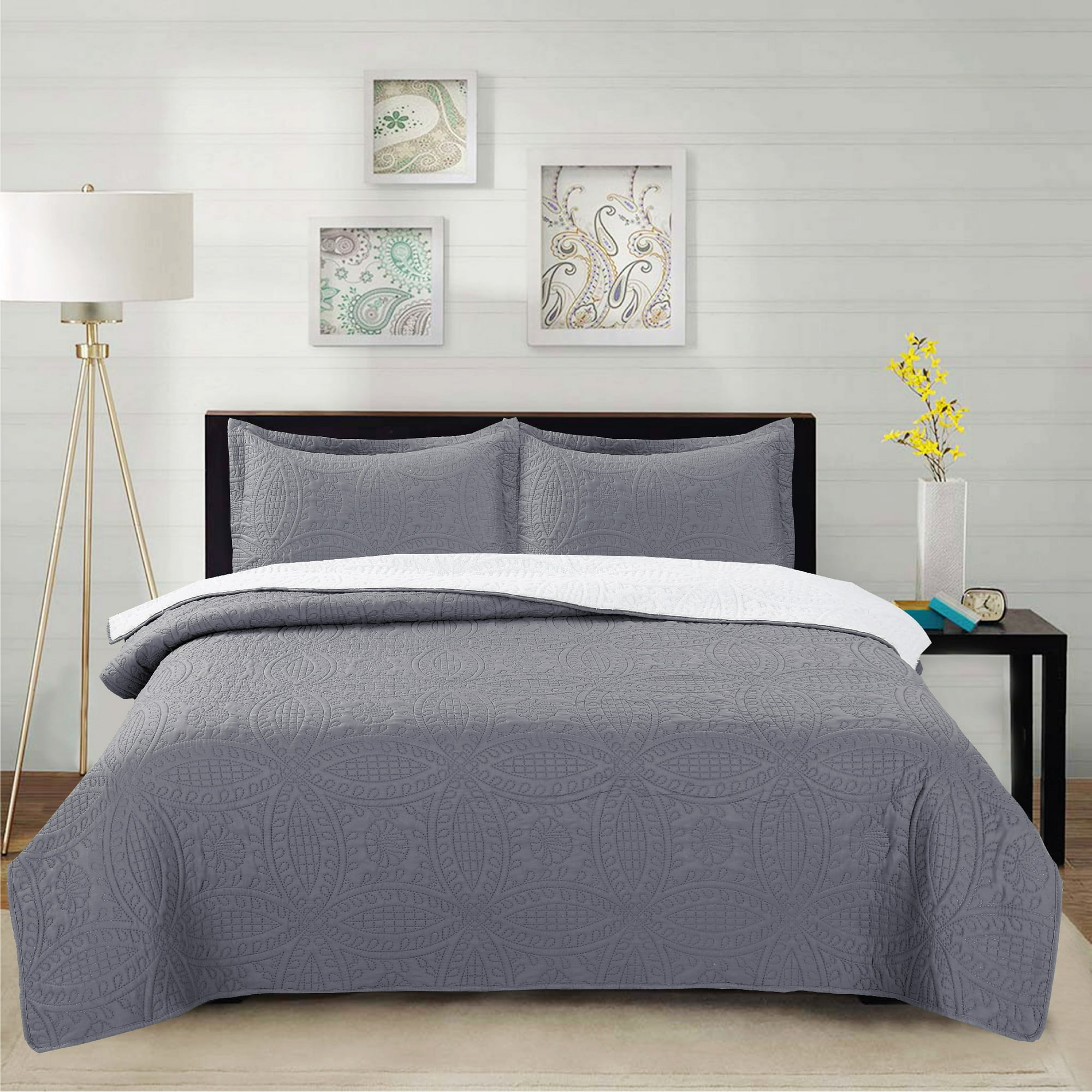 Cubrecama Micro Ultra Sherpa 2P Color Gris Acero | Knasta Chile