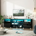 ChVans Large LED TV Stand for 80/85/90 inch TV, High Glass Modern ...