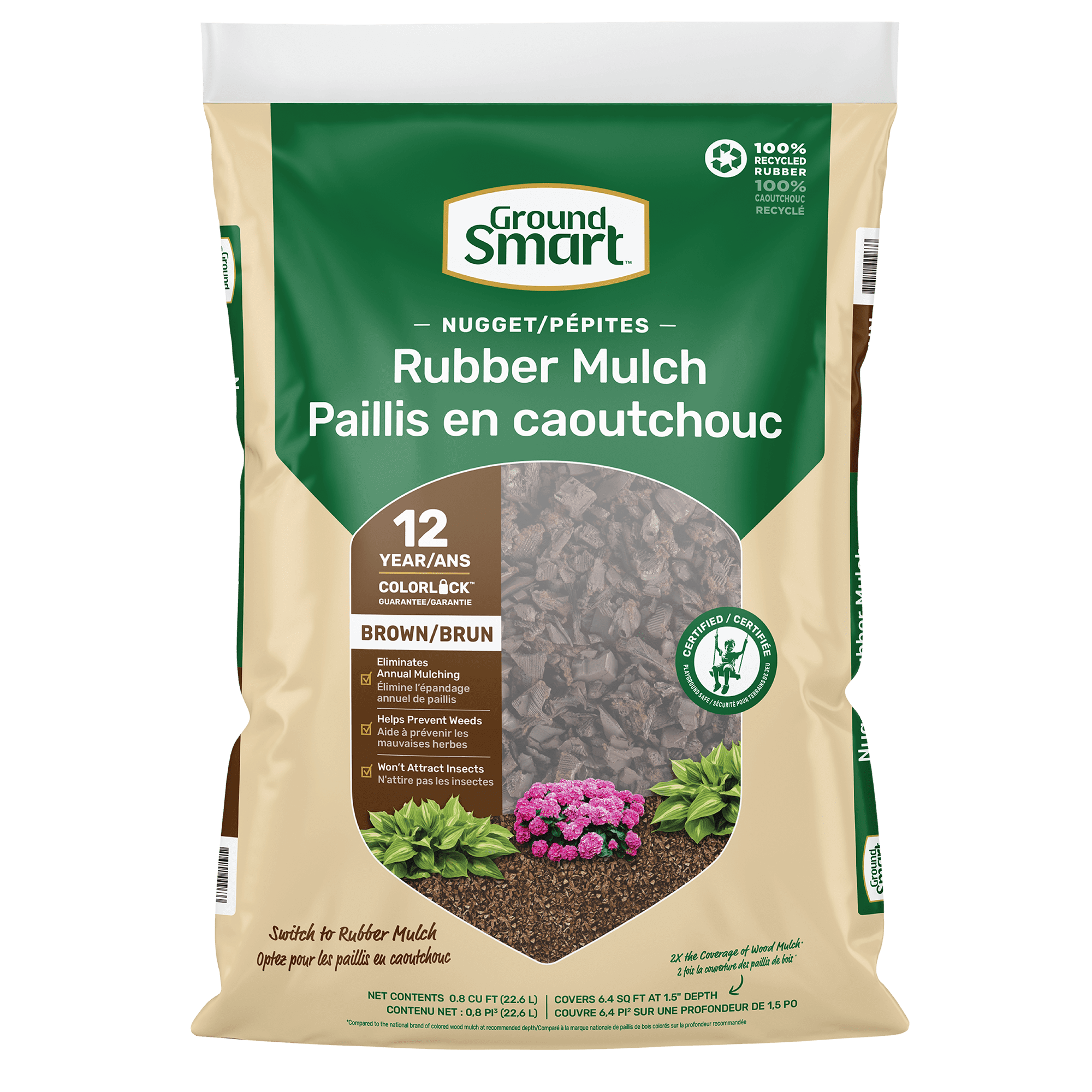 Click here for Groundsmart Brown Rubber Mulch 0.8 Cu. Ft. Bag 0.8... prices