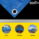 Boen 12' x 12' ft. Blue Tarp Multi-Purpose Waterproof Weave & Laminated Polyethylene, UV treated ...