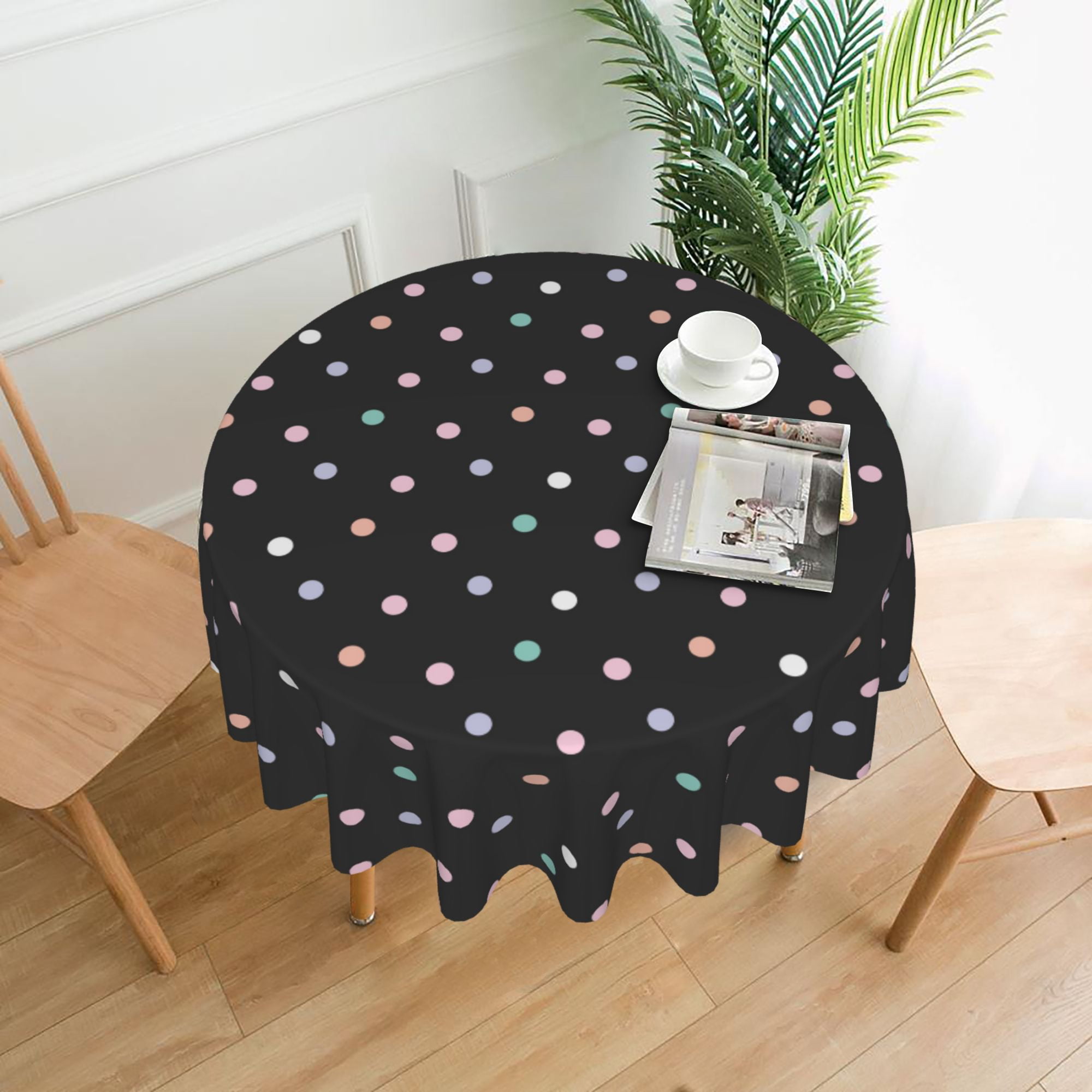 ZICANCN Round Table Cloths 60 Inch, Colorful Polka Dots Table Cover ...
