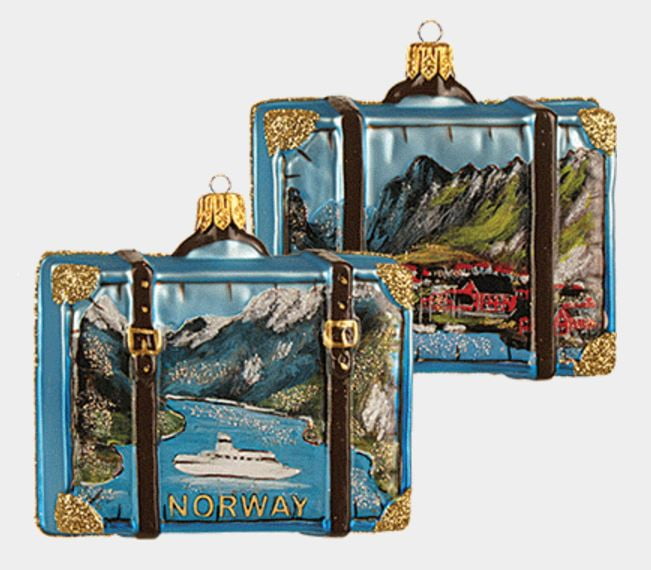 Norway Travel Suitcase Polish Glass Christmas Ornament ONE Tree ...
