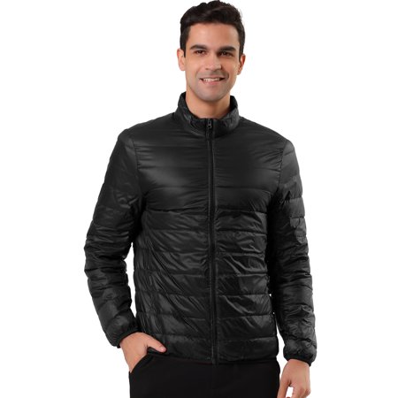 Lars Amadeus Men's Banded Collar Long Sleeve Zipper Padded Short Puffer ...