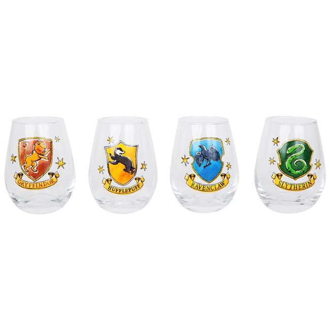 Harry Potter 853363 12 oz Hogwarts All House Crests Stemless Glass Set ...