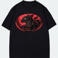 Black T Shirt With Red Cat And Moon Print For Casual Wear - Walmart.com