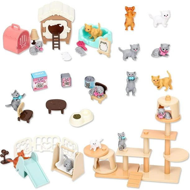 Pet Pretend Play Toys,43 PCS Cat Figures Playset Toy,Gift for Kids ...