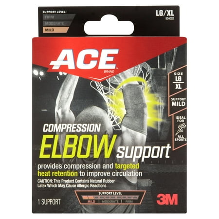 ACE Compression Elbow Support, Large/Extra Large, Black, 1/pack ...