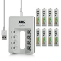 EBL 8 Pack 2800mAh AA Ni-Mh Batteries with 4-Slot USB Charger, 1.2V - Walmart.com