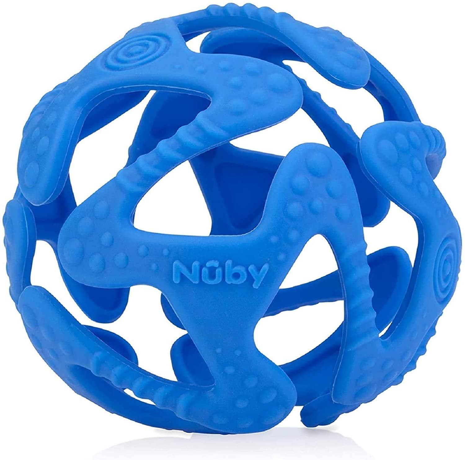 Nuby 100% Silicone Tuggy Teether Ball, 6 Months+ Blue - Walmart.com