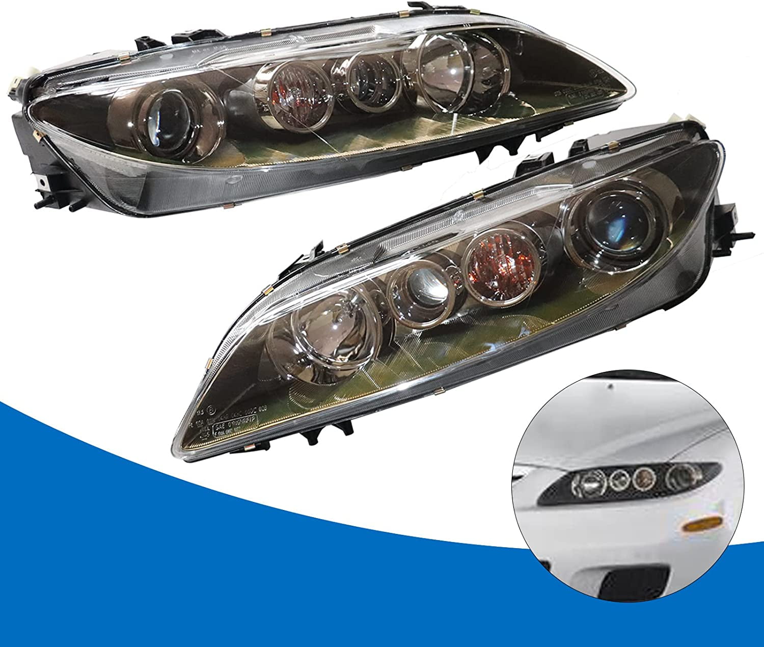 DENEST For 2006 2007 2008 Mazda 6 Halogen Projector Headlights ...