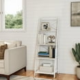 Lavish Home 4-Tier Freestanding Ladder Bookshelf with X-Back Frame ...
