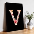 Black Letter V Flower Canvas Wall Art for Living Room, Watercolor ...