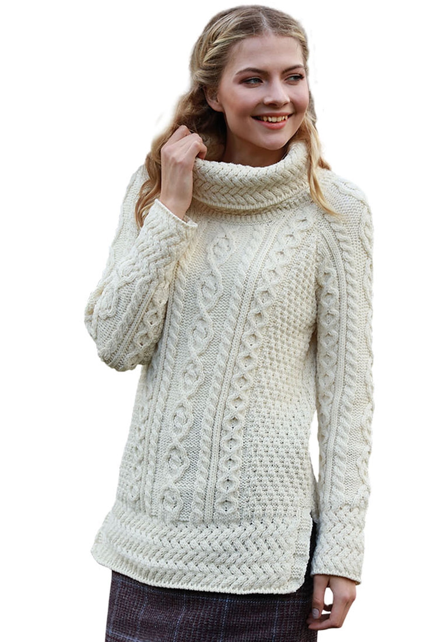 Aran Woollen Mills - Aran Cable Knitted 100% Soft Merino Wool Sweater ...