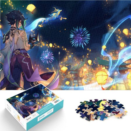 Genshin Impact Aether 26.5"x26.5" 1000 Piece Circular Puzzle Brain Intelligence Challenge Great ...