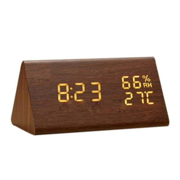 Wooden Alarm Clock, Wooden LED Digital Alarm Clock, Wooden Digital Desk ...
