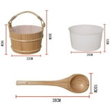 Sauna Bucket and Ladle Set for Steaming Room 4L Wooden Bucket with ...