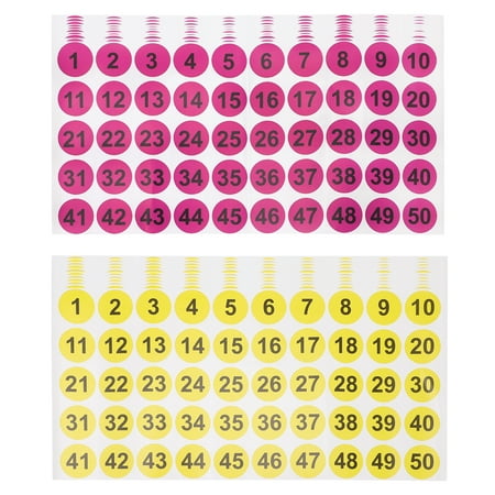 42 Sheets Colorful Round Number Stickers Self-adhesive Number Stickers ...