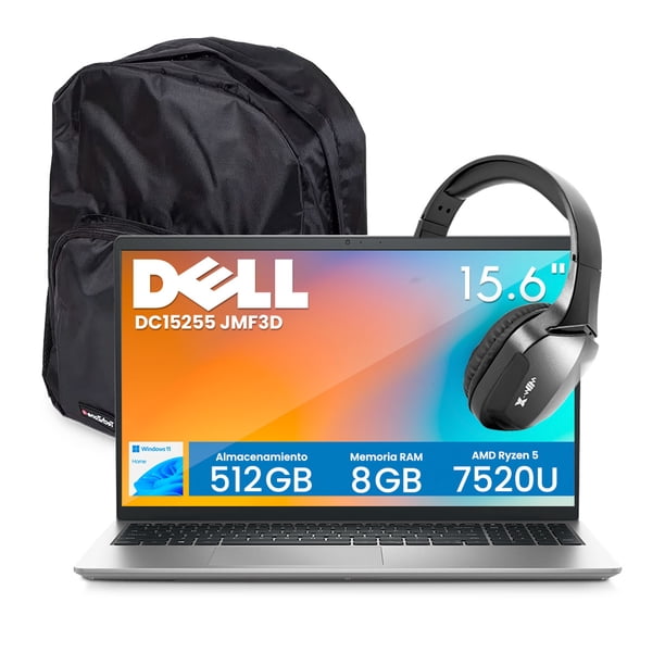 Combo Laptop Dell 15 Ryzen 5 8GB 512GB SSD 15.6" FHD Plata + Audífonos ...