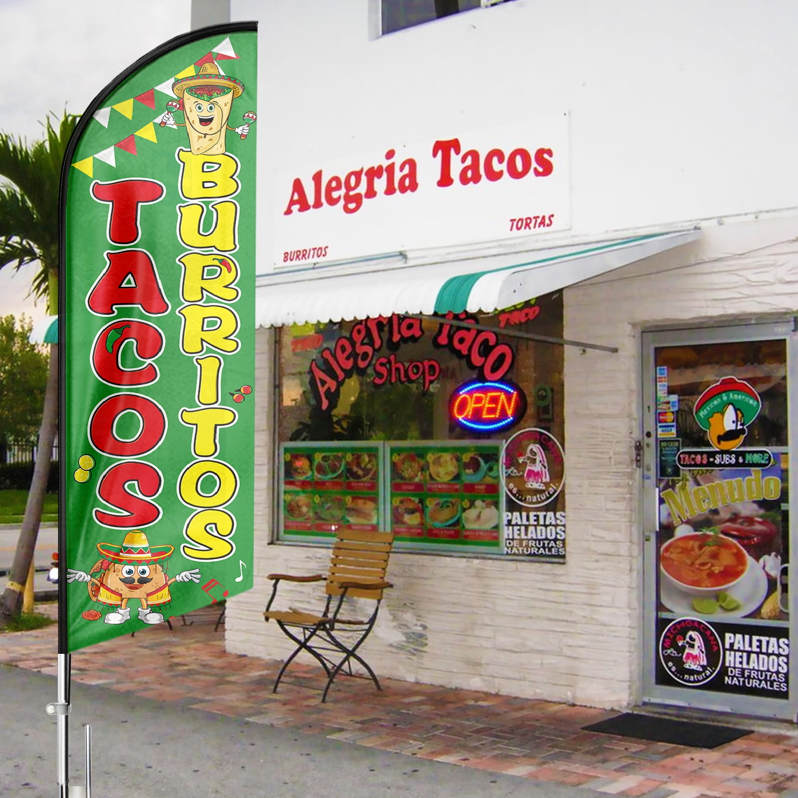 Tacos Burritos Swooper Flag, 8FT Tacos Burritos Advertising Feather ...