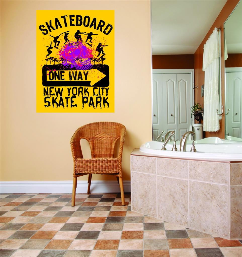 Design With Vinyl Skateboard New York City Skate Park Artwork One Way ...