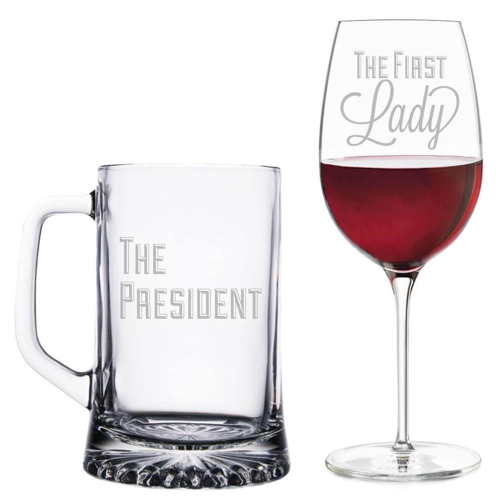 The President Beer Mug and The First Lady Wine Glass Set - Walmart.com