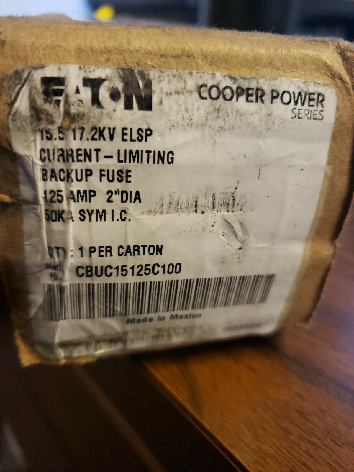 EATON COOPER POWER CBUC15125C100 125 AMP 15.5KV 17.2 KV ELSP BACK UP ...