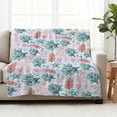 Coral Shell Fleece Throw Blanket Lightweight Watercolor Pink Green Red ...