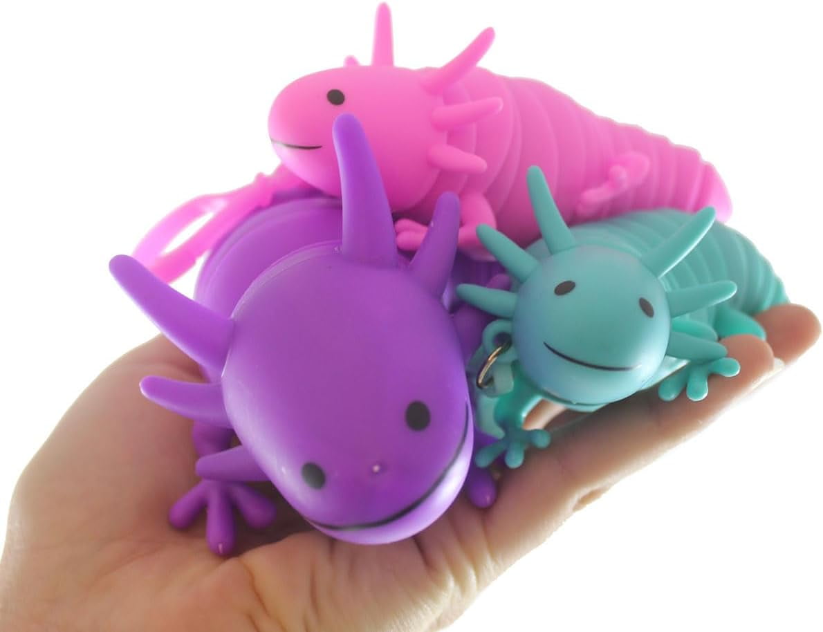 Axolotl Family Fidget -1 Large and 2 Small on Clip Wiggle Articulated ...