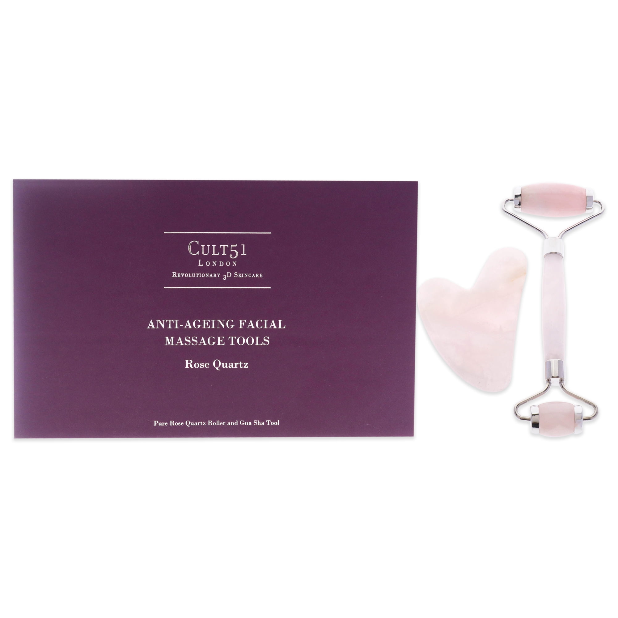 Rodillo de cuarzo rosa puro Cult51 herramienta Gua Sha 2 Pc | Walmart ...