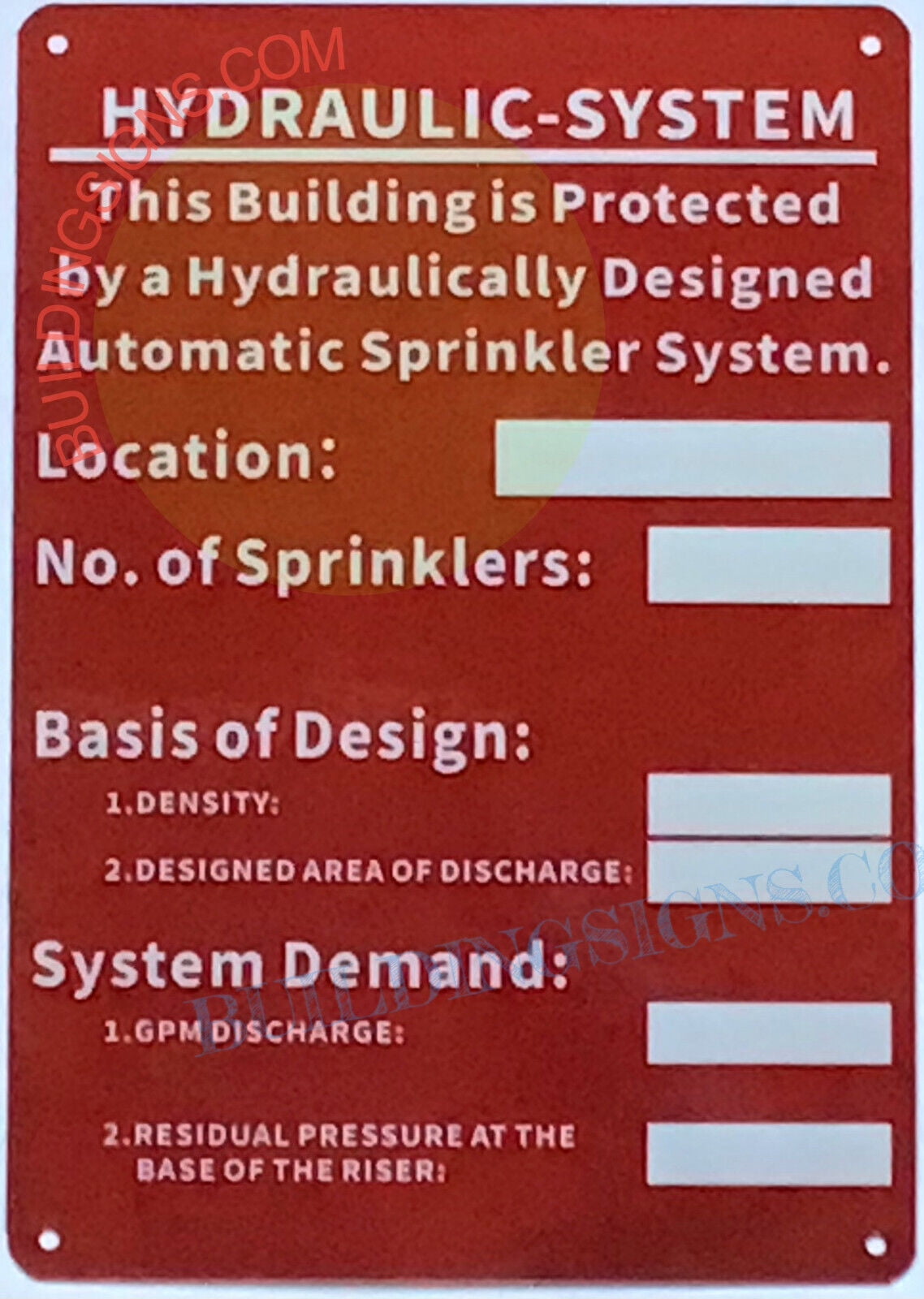 HYDRAULIC-SYSTEM SIGN(7x10,RED,ALUMINUM) -ref19722 - Walmart.com