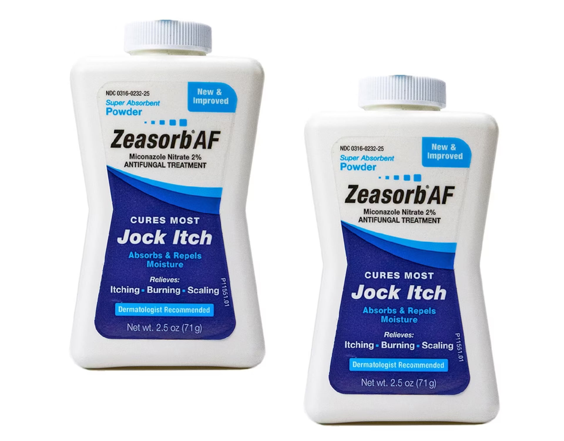 2 Pack Zeasorb-Af Antifungal Jock Itch Super Absorbant Powder 2.5 oz ...