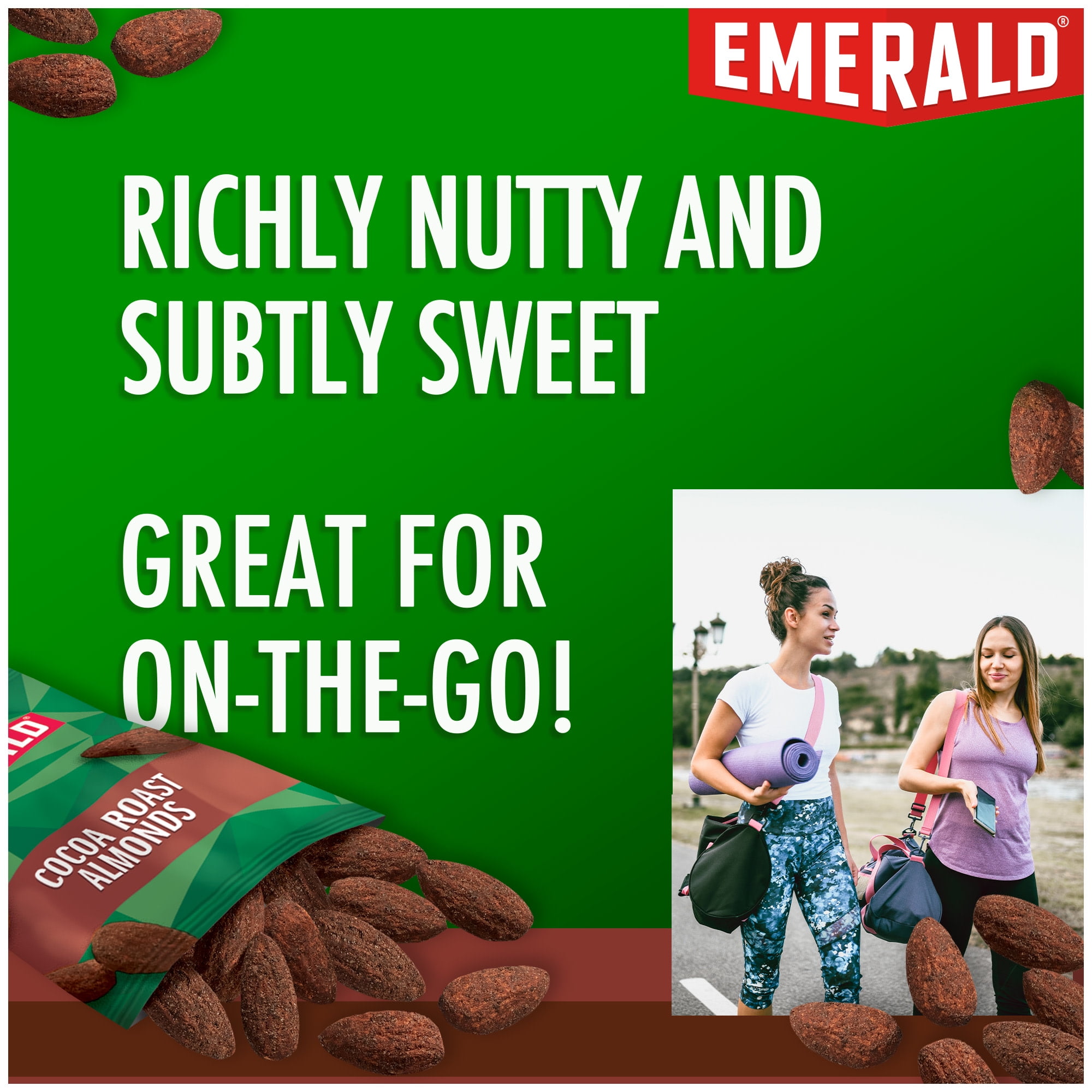 Emerald Cocoa Roast Almonds Dark Chocolate 100 Calorie Pack Nutrition ...