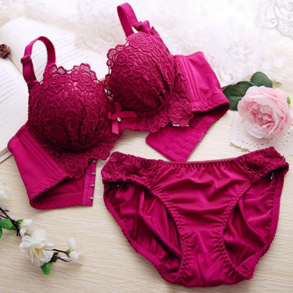 Push Up Bra Seamless Panty,Women Underwear Set,Embroidery Lace Bra ...