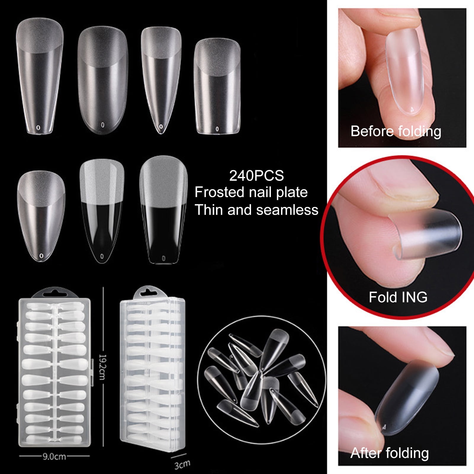 GROFRY 240Pcs/Box Fake Nail Patch Strong Toughness Detachable ...