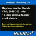HubStar Hubcap Set for Honda Civic 2019-2021, 16-inch Replica Silver-Black Wheel Cover (Set of 4 ...