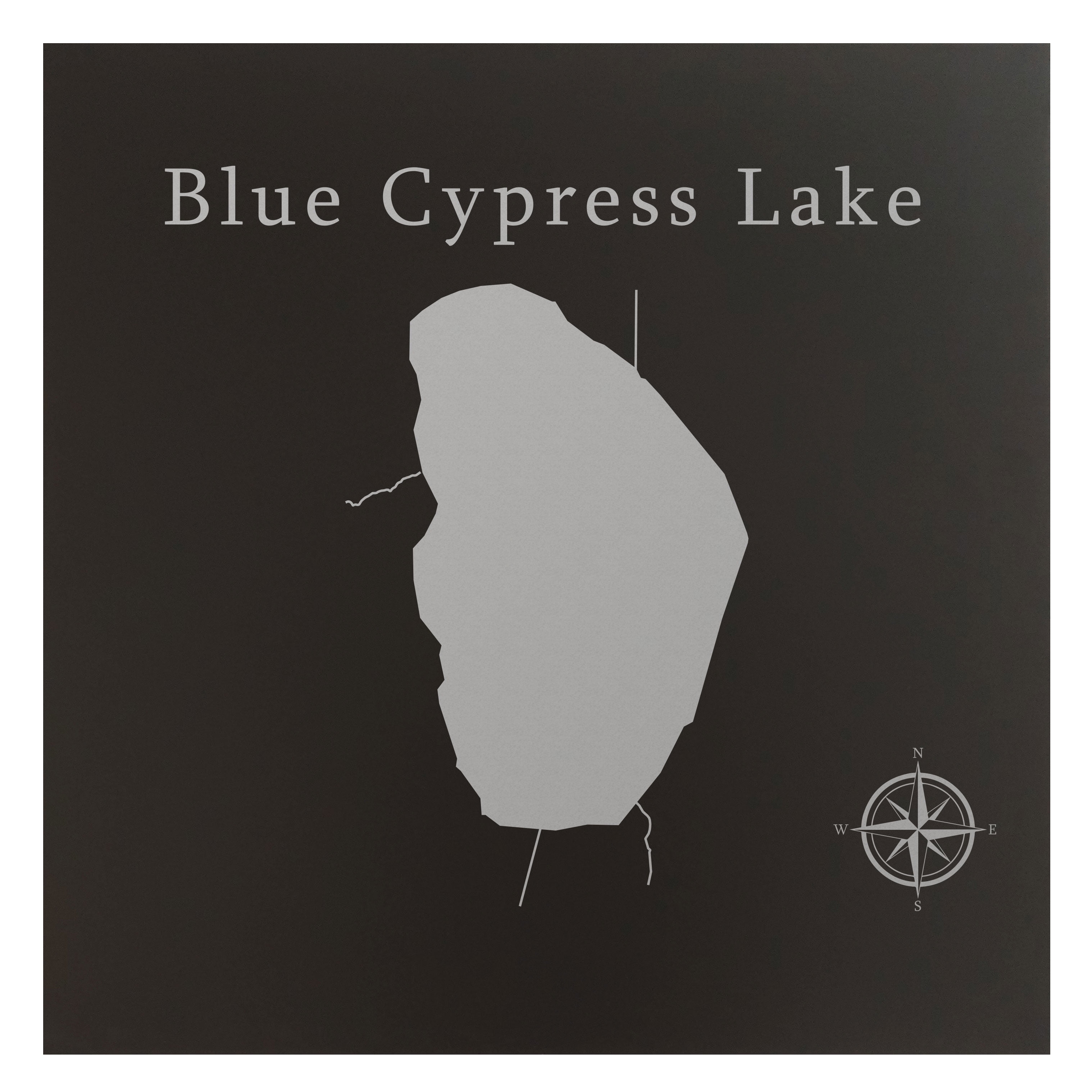 Blue Cypress Lake Map 24x24" Black Metal Wall Art Office Decor Gift ...