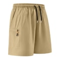 Athletic Shorts Solid Color Casual Sporty Elastic Waist Zippered Pocket ...