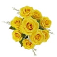 Mainstays Artificial Rose Bush 17.5 Inch Yellow Fake Flowers for Indoor ...