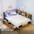 AENKYO Full Size Corner Bed Frame with Charging Station, Smart LED ...