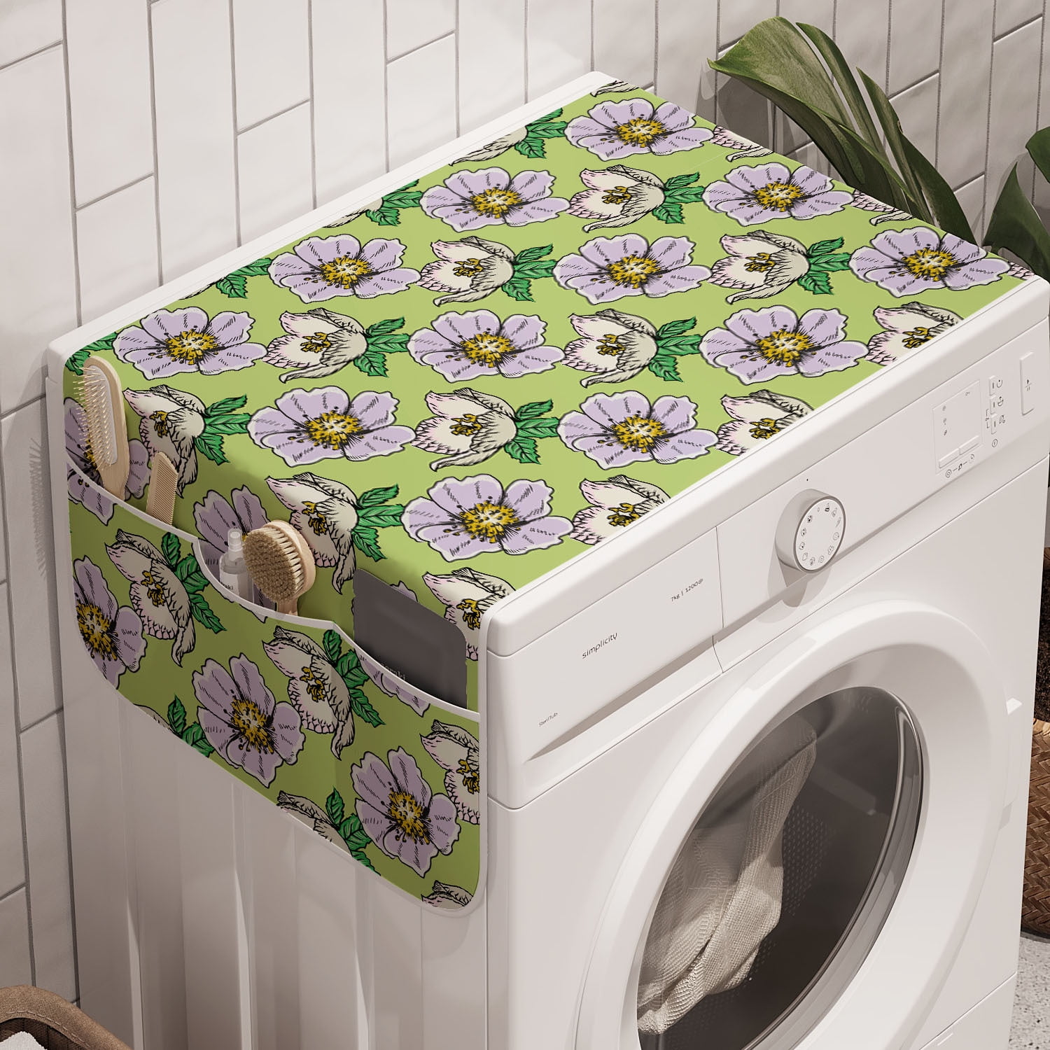 Flower Washing Machine Organizer, Burgeoning Floral Pattern with ...