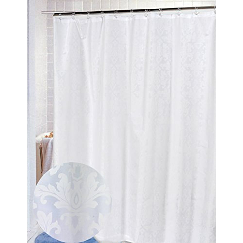 Benandjonah Collection Fabric Shower Curtain 70 X 72 Damask White